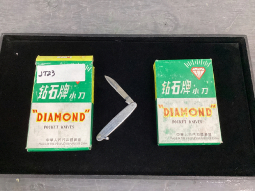 (2). BOXES OF DIAMOND POCKET KNIVES