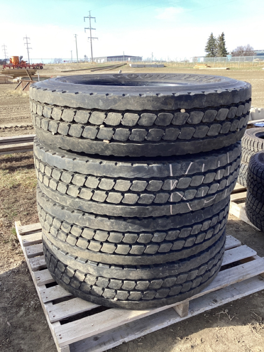 (4) GOODYEAR WORKHORSE MSA TIRES - 11R22.5 LOAD RANGE H