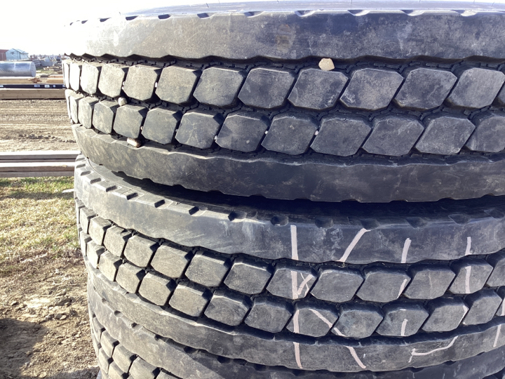 (4) GOODYEAR WORKHORSE MSA TIRES - 11R22.5 LOAD RANGE H