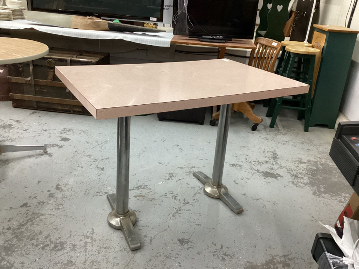 DOUBLE PEDESTAL TABLE - ARBORITE TOP/METAL LEGS