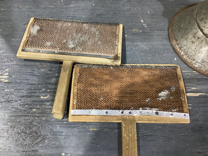 VINTAGE WOOL CARDERS & HAND CLOTHES WASHING AGITATOR