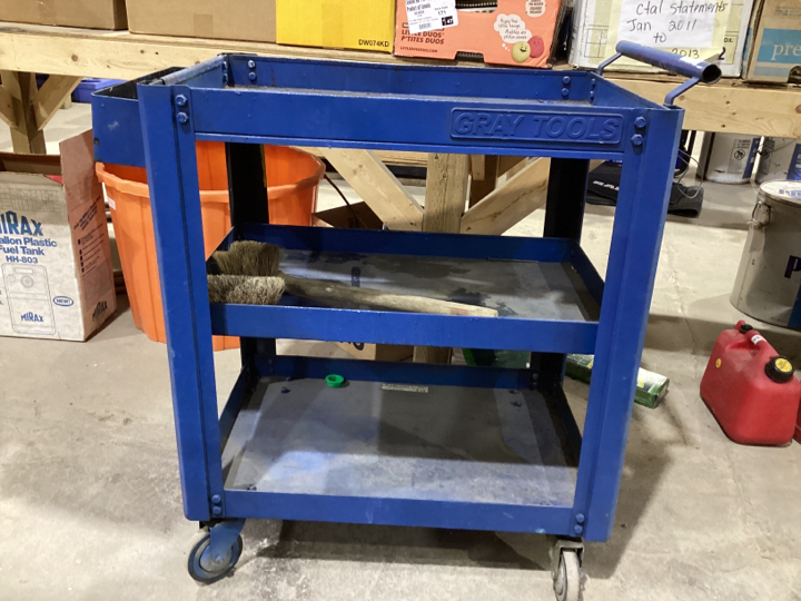 GRAY TOOLS BLUE METAL CART - 3-TIERS