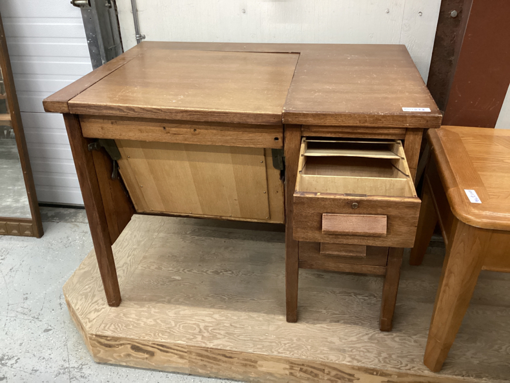 ANTIQUE DESK WITH HIDDEN TYPEWRITER TABLE