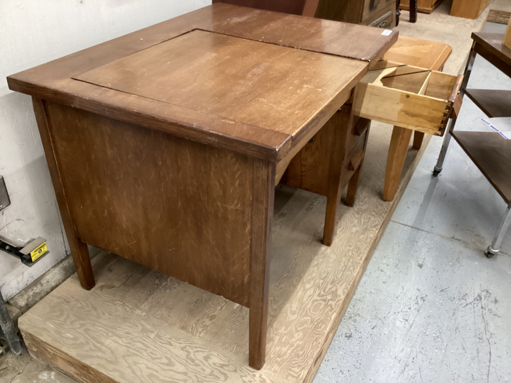 ANTIQUE DESK WITH HIDDEN TYPEWRITER TABLE
