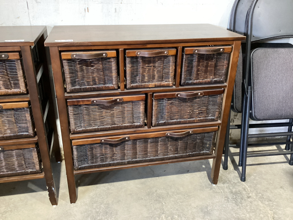 STORAGE CABINET W/ 6-WICKER DRAWERS