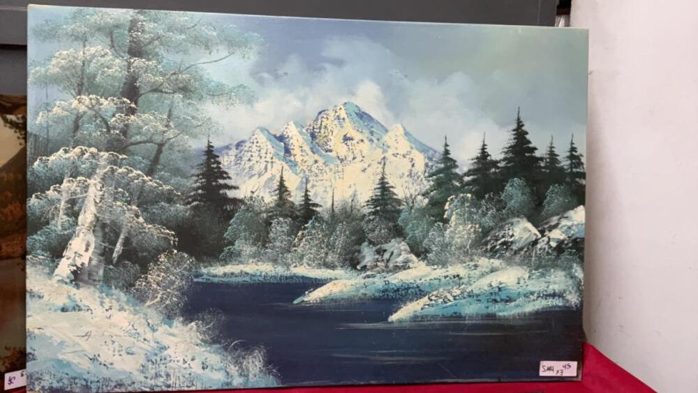 VARIETY OF PICTURES - MOUNTAIN SCENE OIL PAINTING, MIRROR W/ SAYING ...