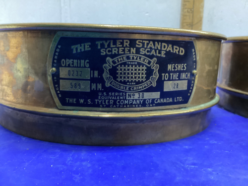 BRASS SCREENS 8”WIDE. TYLER STANDARD SCREEN SCALE
