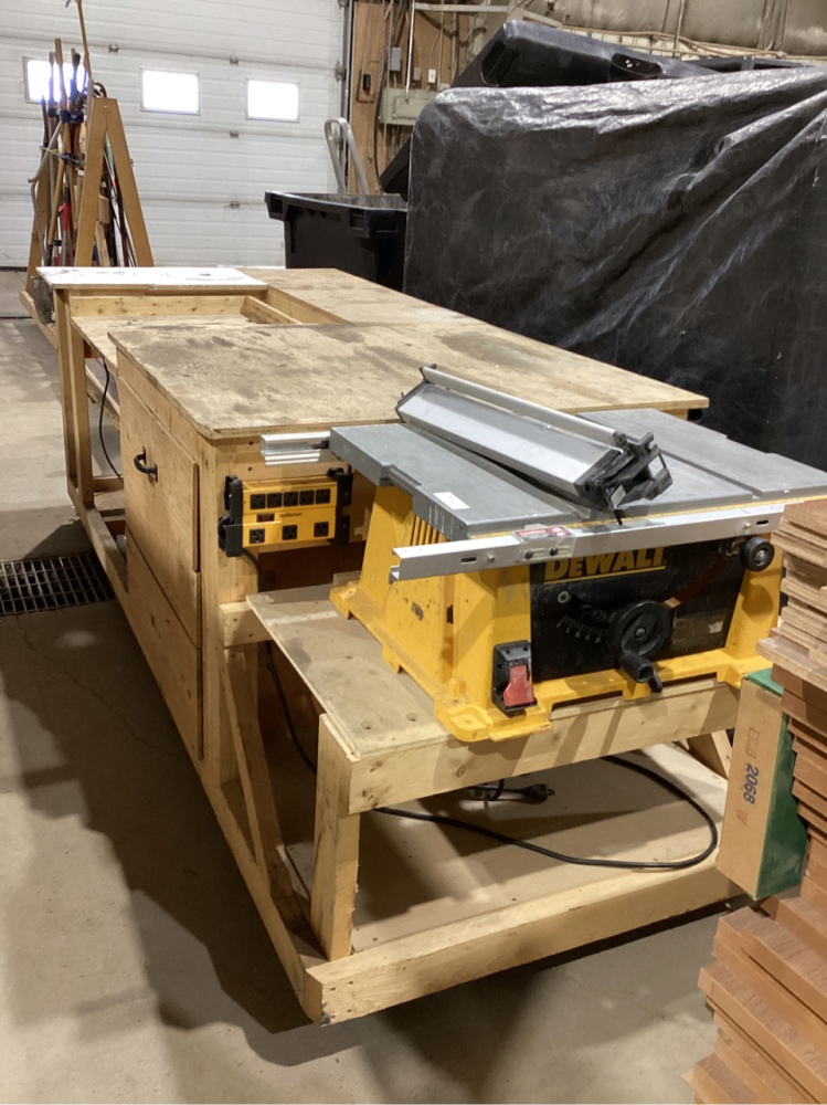 DEWALT SAW & LARGE WORK BENCH