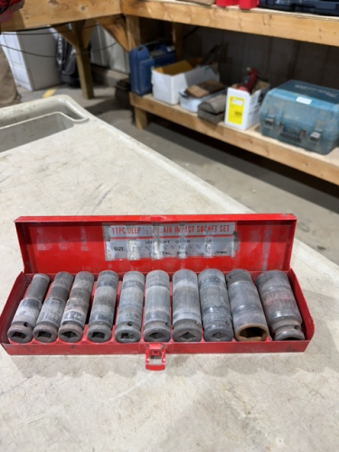 11 piece deep, half inch air impact socket set