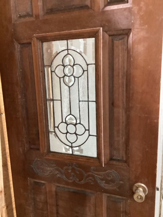 VINTAGE SOLID WOOD DOOR W/ WINDOW INSERT