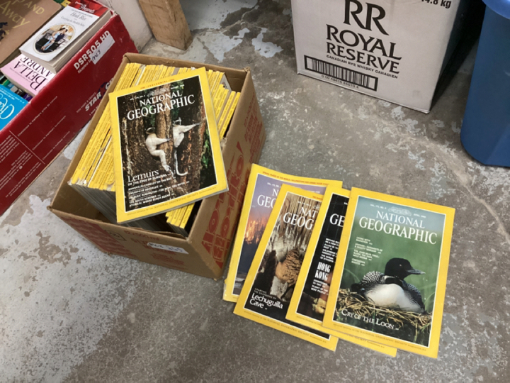 BOX OF NATIONAL GEOGRAPHIC MAGAZINES