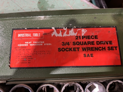 21 piece three-quarter inch square drive socket set